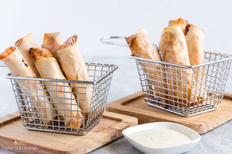 Buffalo Chicken Spring Rolls - Tastes of Homemade