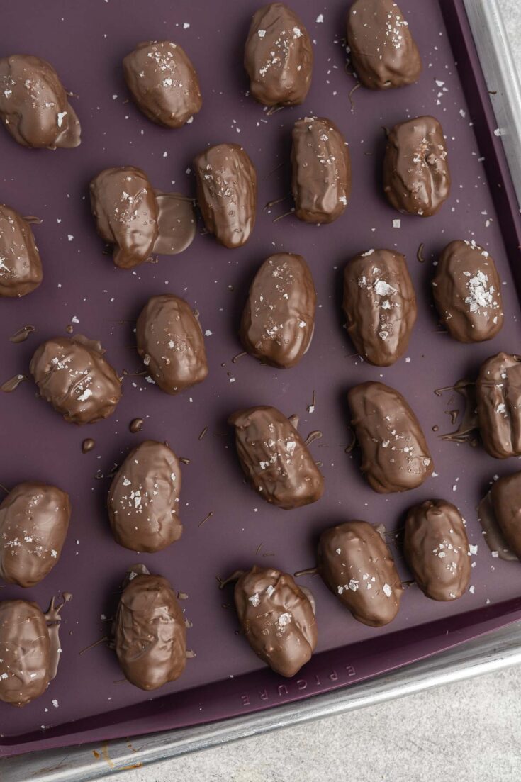 Chocolate Covered Almond Stuffed Dates - Tastes of Homemade