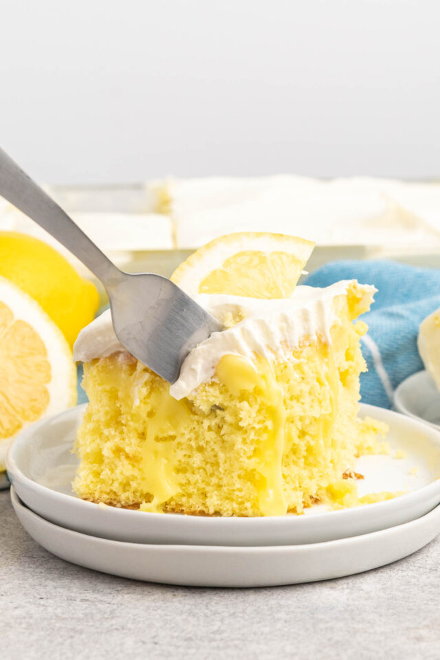 Lemon Pudding Poke Cake - Tastes of Homemade