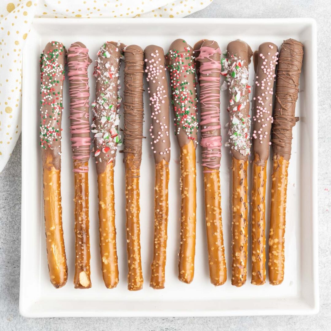 Chocolate Covered Pretzel Rods - Tastes of Homemade
