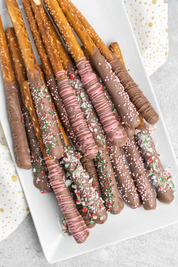 Chocolate Covered Pretzel Rods - Tastes of Homemade