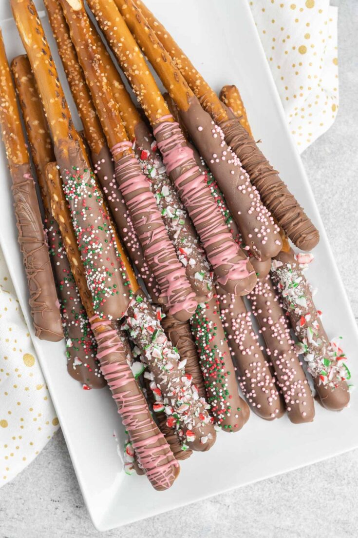 Chocolate Covered Pretzel Rods - Tastes of Homemade