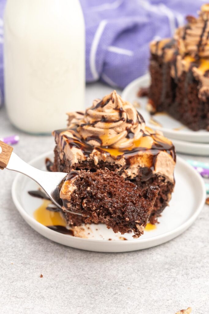 Chocolate Caramel Poke Cake - Tastes of Homemade