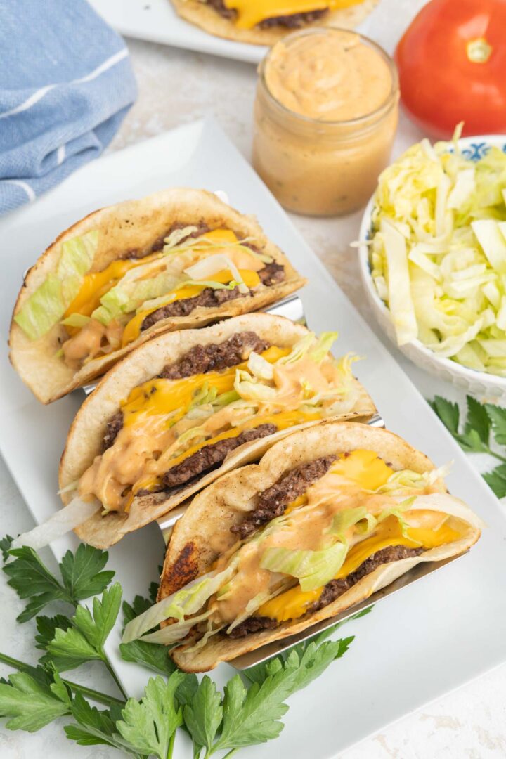 Smash Burger Tacos (Blackstone Grill Recipe) - Tastes of Homemade