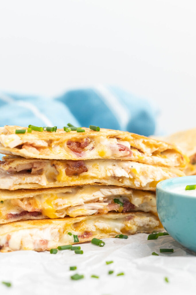 Chicken Bacon Ranch Quesadillas - Tastes of Homemade